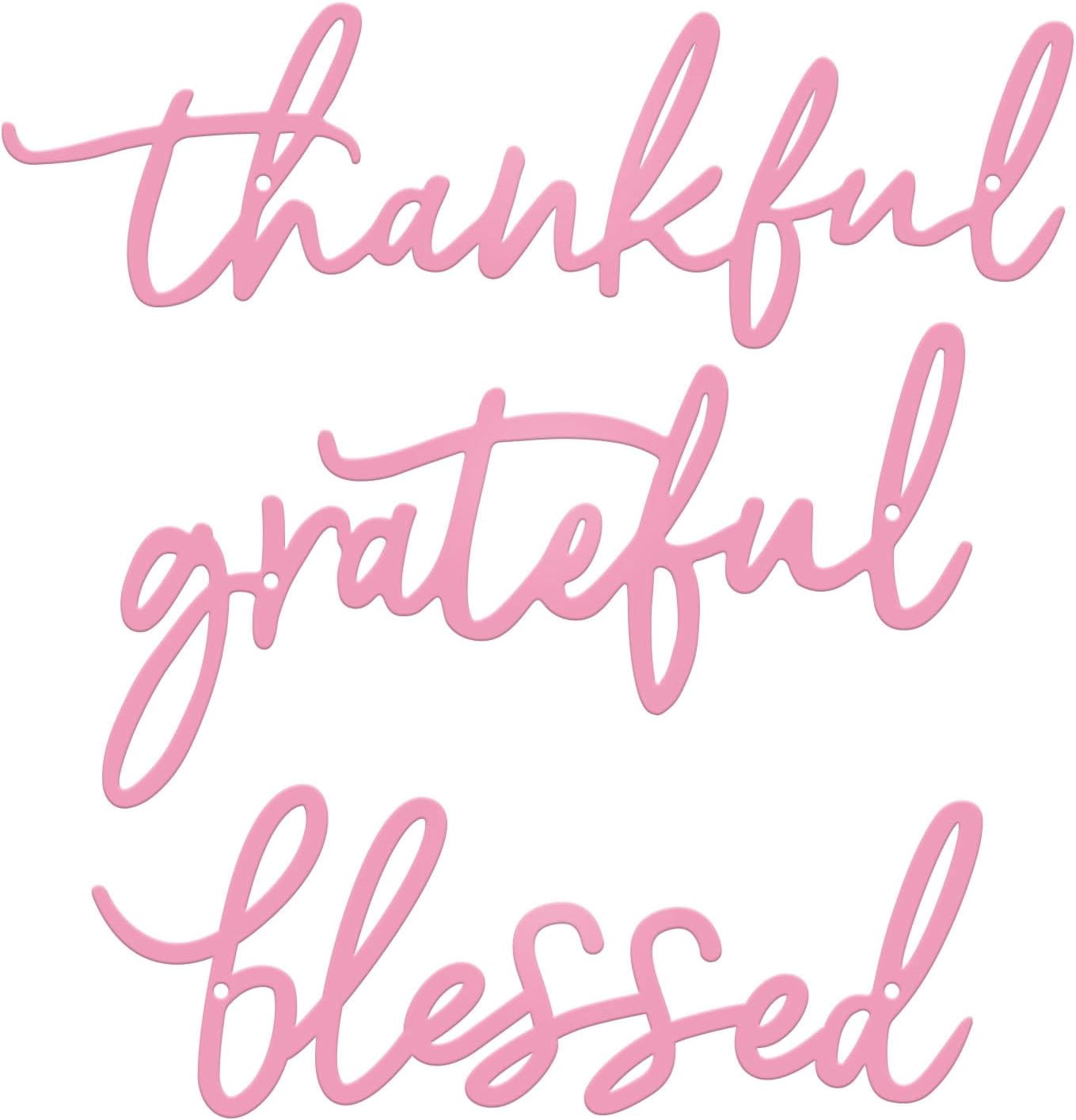 Thankful Grateful Blessed Letter Sign Metal Wall Decor, 3 Pieces Pink ...