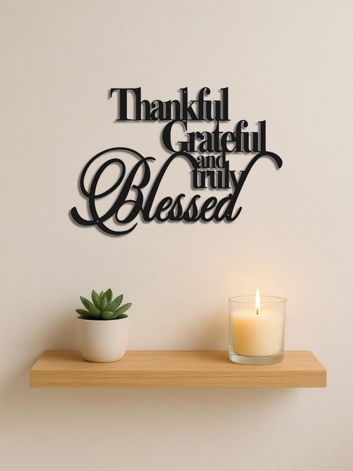 Thankful Grateful Blessed Metal Wall Sign - Personalized Rustic ...