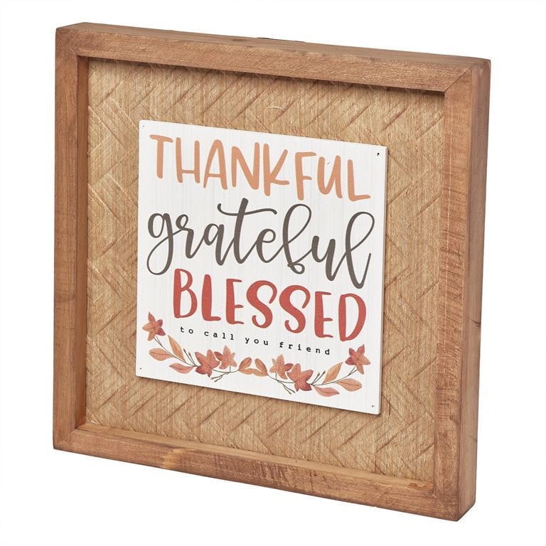 Thankful, Grateful, Blessed Plaque - 8x8 - Crossroads - Walmart.com