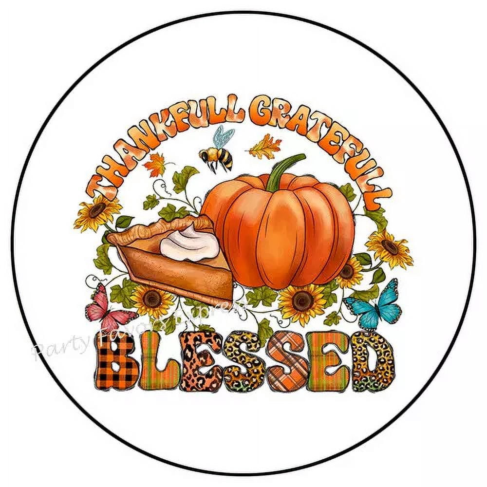 Thankful Grateful Blessed Pumpkin Autumn Fall Sticker Envelope Seals ...