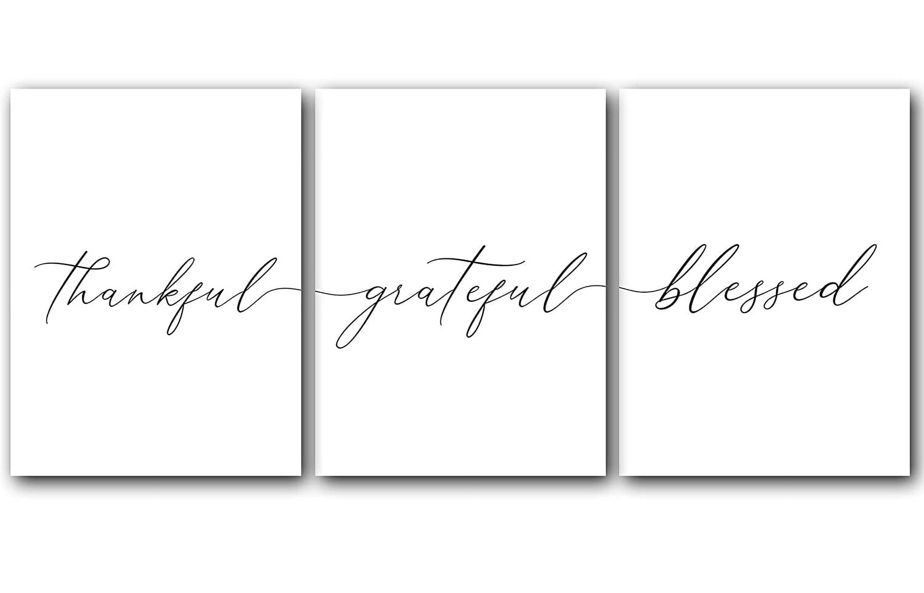Thankful Grateful Blessed, Set of 3 Posters, Minimalist Art, Typography ...