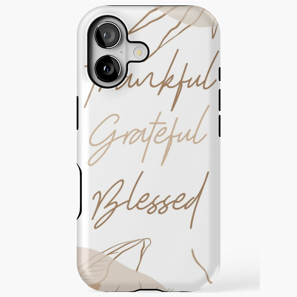Thankful Grateful Blesses Wording Case for iPhone 11 12 13 14 15 16 17 ...
