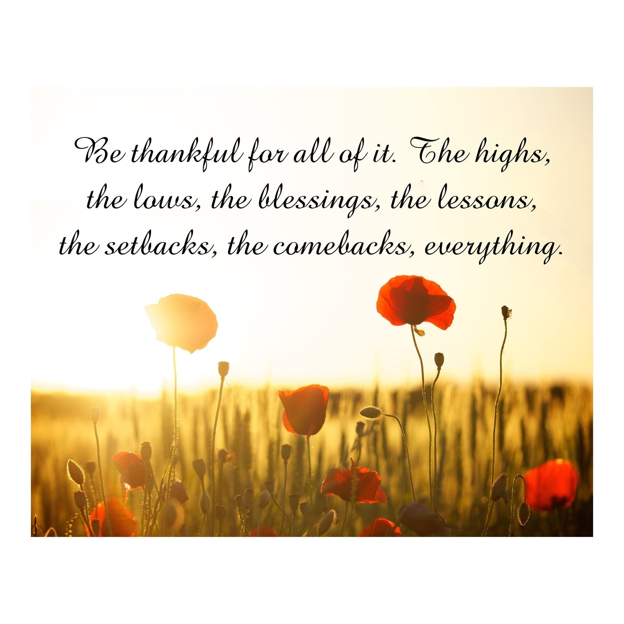 Be Thankful For It All Inspirational Wall Art Print, Floral Meadow ...