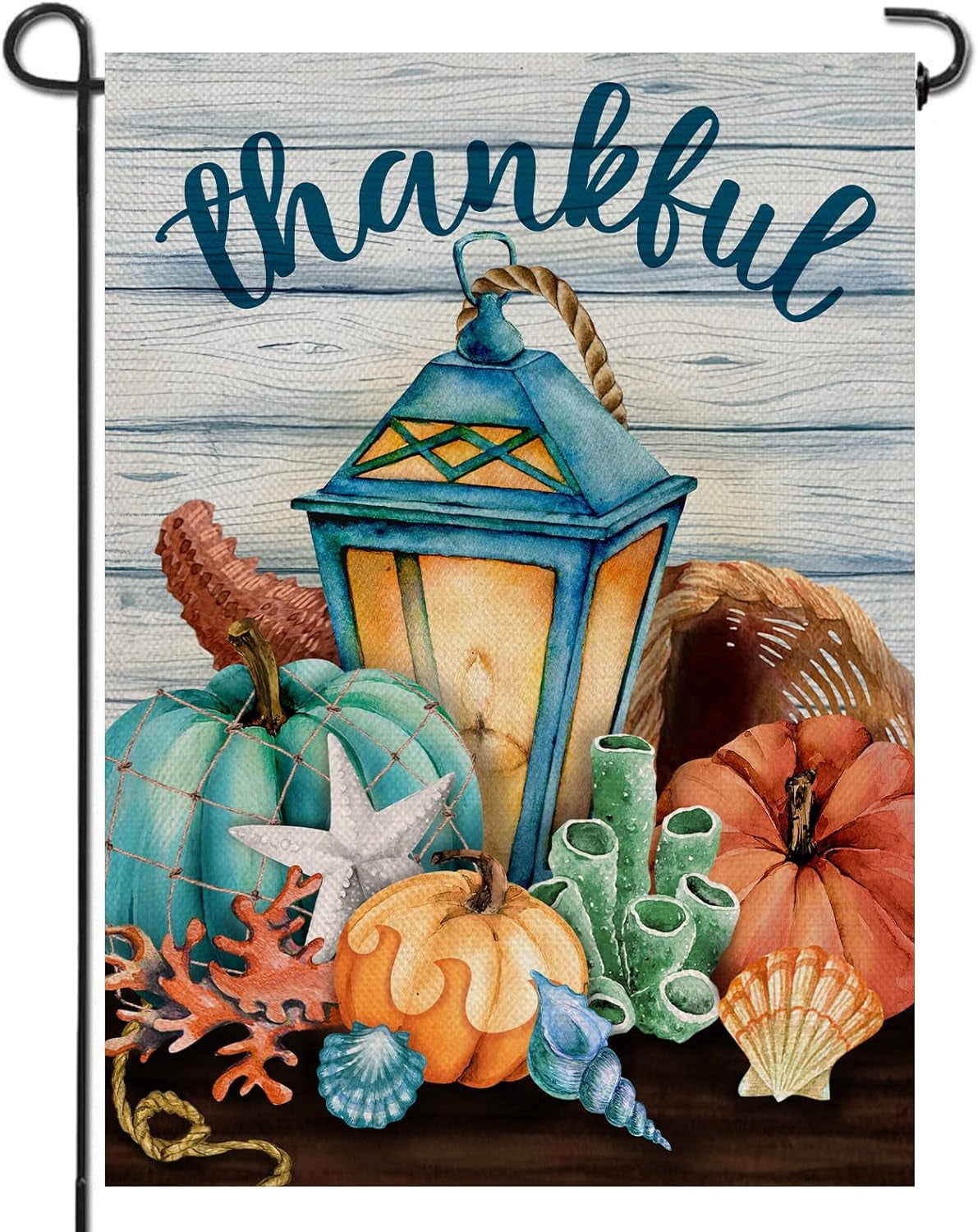 Thankful Nautical Pumpkin Lantern Home Decorative Garden Flag ...
