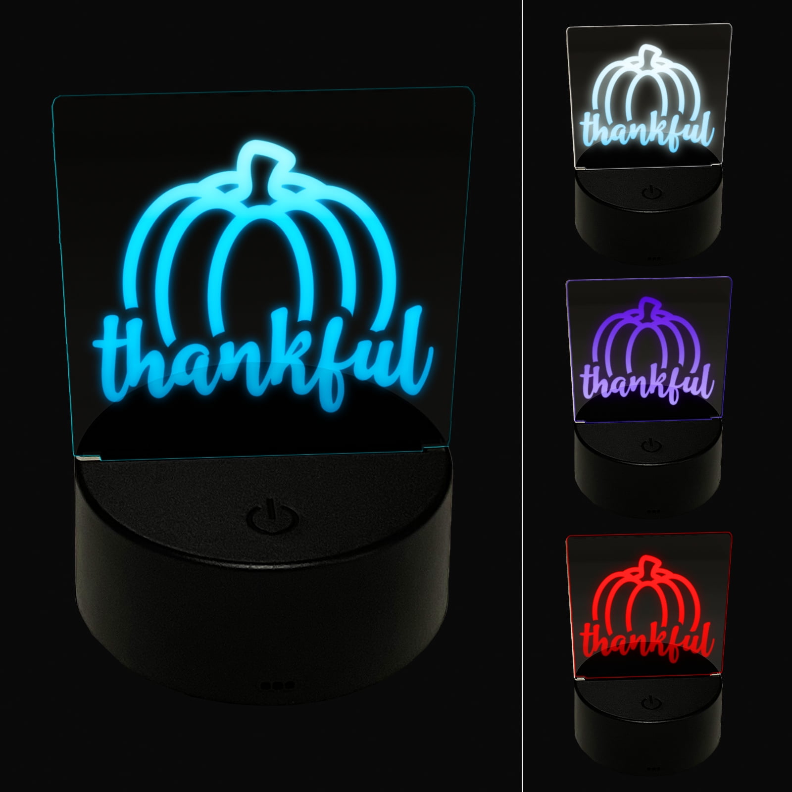 Thankful Pumpkin Thanksgiving Autumn LED Night Light Sign 3D Illusion ...