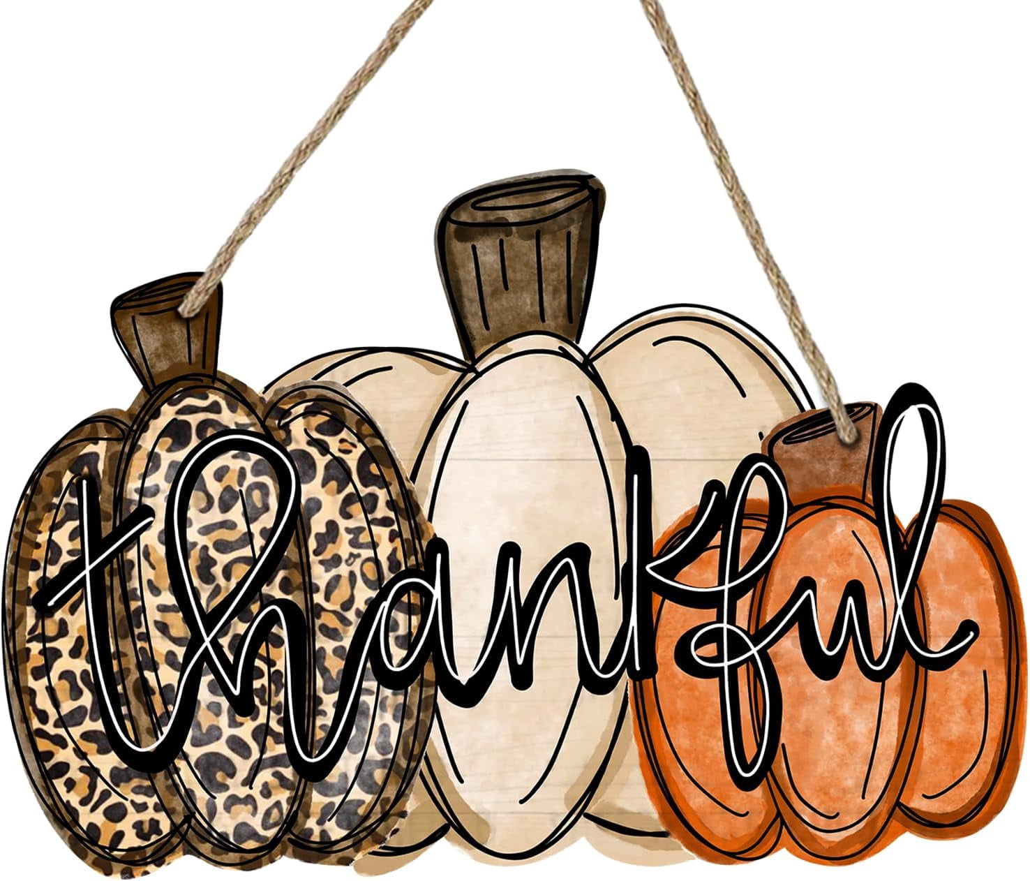 Thankful Sign Fall Pumpkin Front Door Decor Thanksgiving Day Wood Door ...