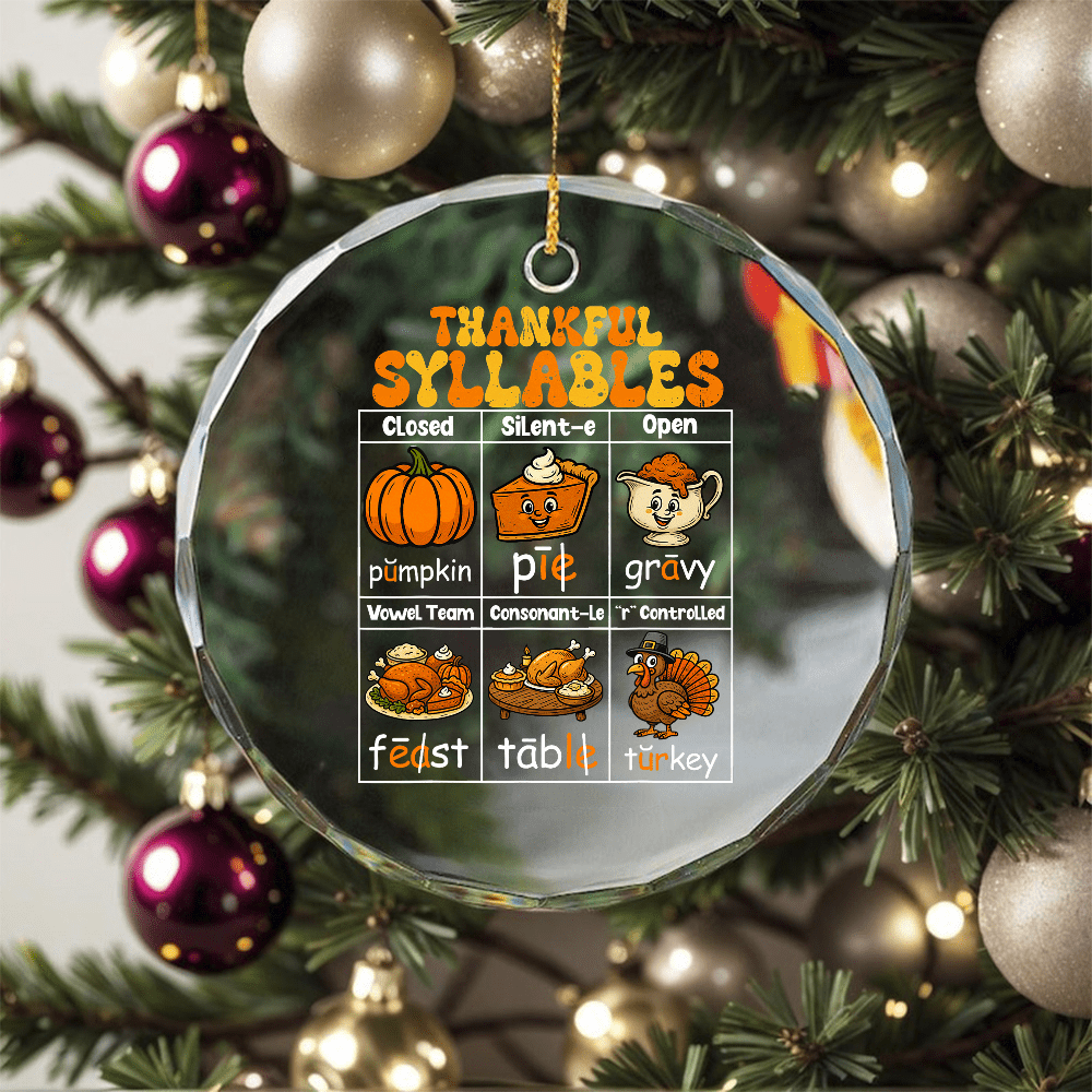 Thankful Syllables Teacher Thanksgiving Educational (1) Ornament ...