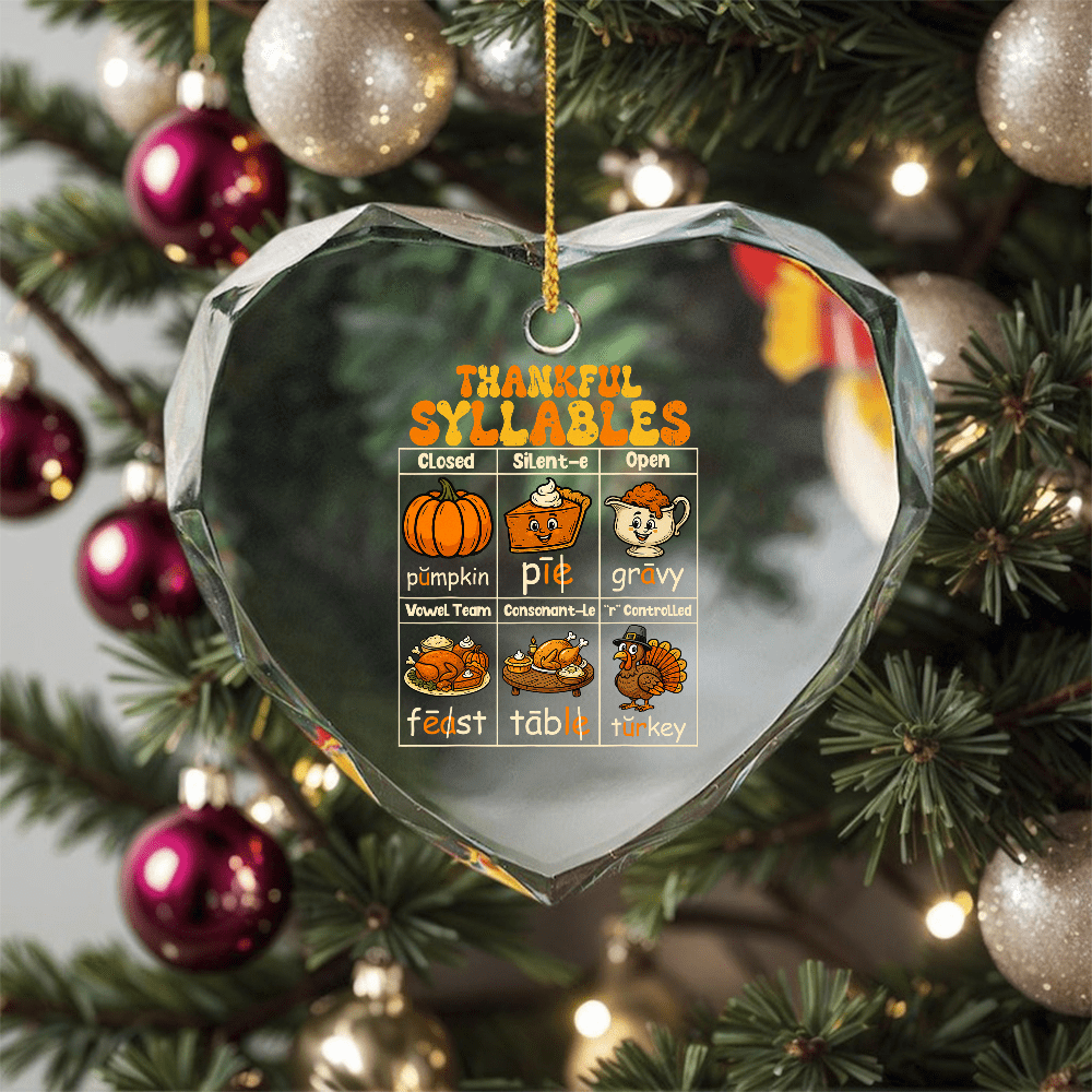 Thankful Syllables Teacher Thanksgiving Educational Ornament, Crystal ...