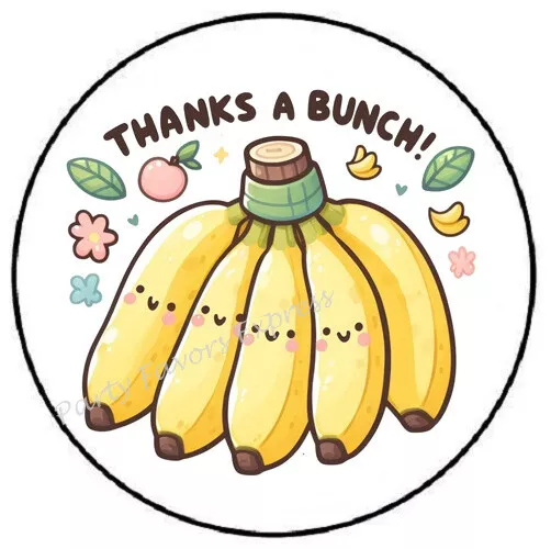 Thanks A Bunch Bananas Stickers Party Favors Phone Decal Water Bottle ...