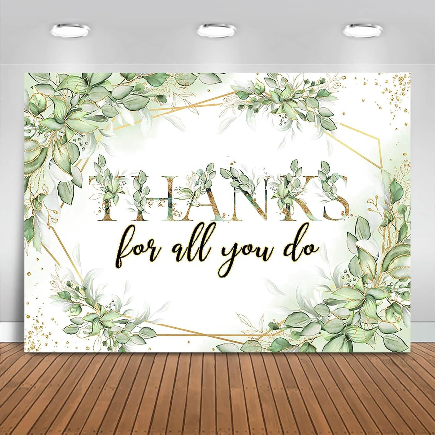 Thanks for All You Do Backdrop Green Leaves Greenery Thanks to Staff ...