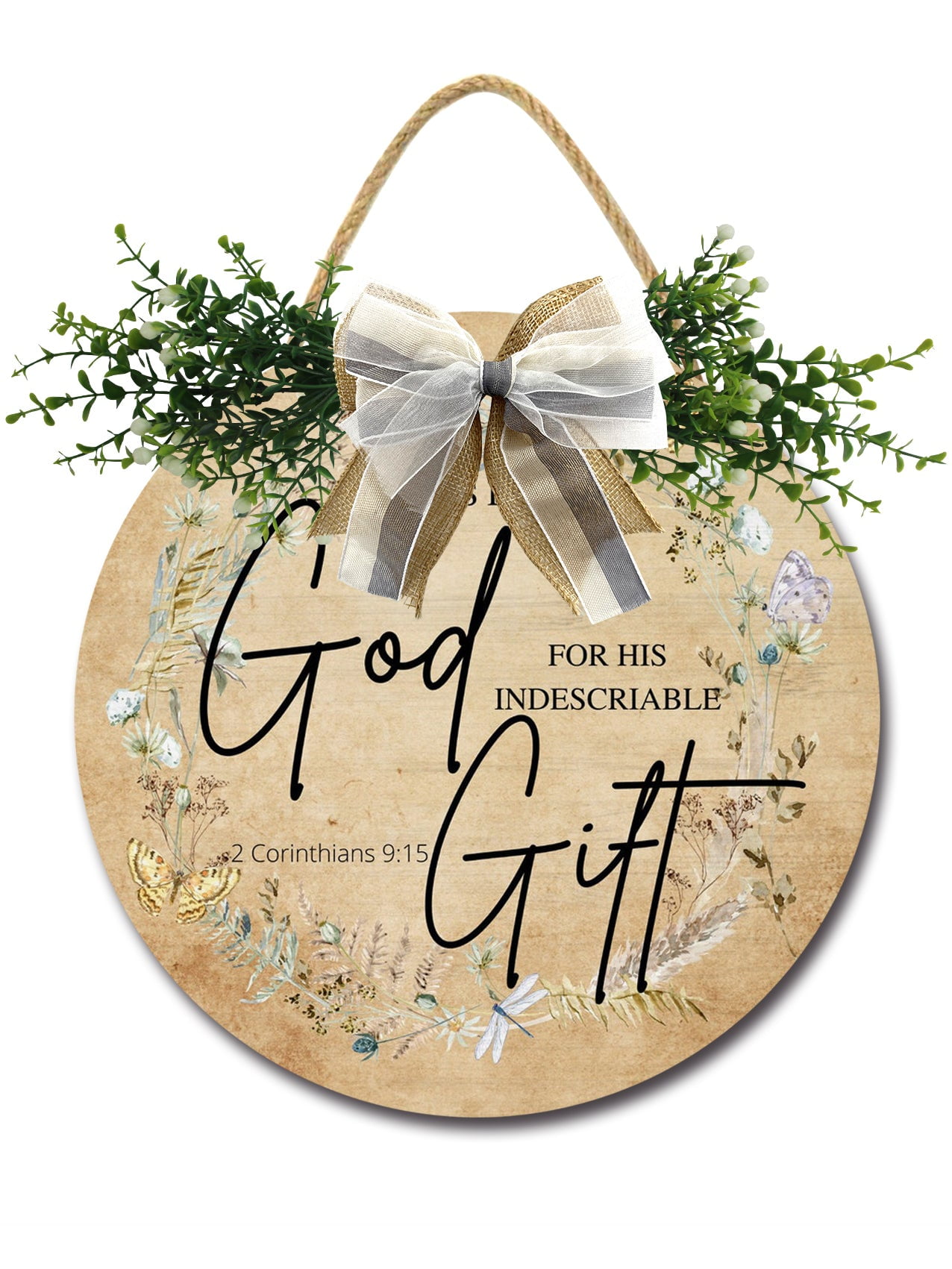 Thanks Be To God For His Indescribable Gift Sign Front for Door ...