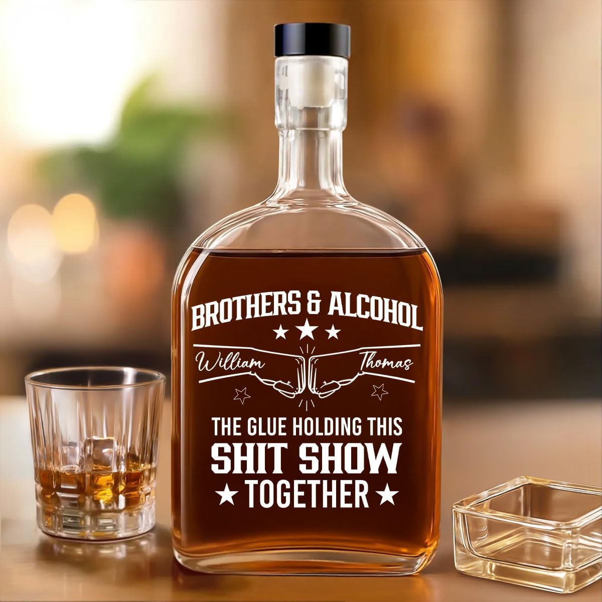 Thanks for Being My Brother Spirits Decanter with Custom Names, Funny ...