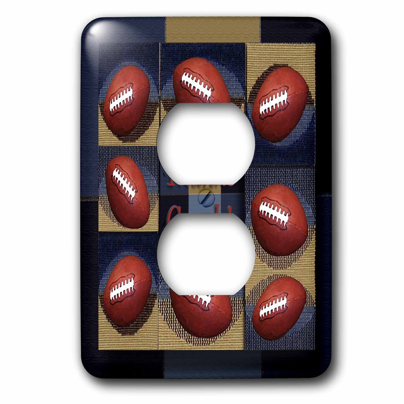 3dRose, Thanks Coach, Football, Blue and Tan Design , 2 plug outlet ...