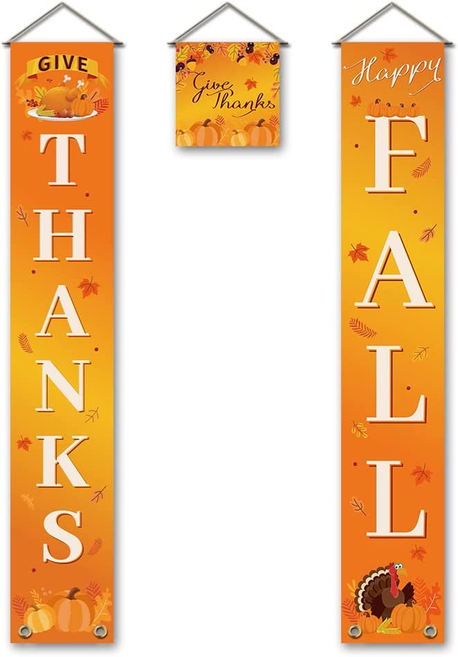 Thanks Fall Porch Banner Fall Porch Decor Give Thanks Fall Porch Sign ...