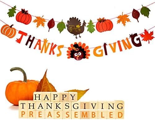 Thanks Giving Banners(Pre-Assembled) Fall Maple Leaves Pumpkins Turkeys ...