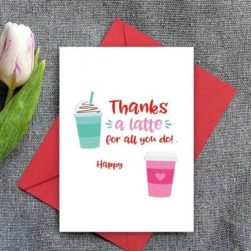 Thanks a Latte Card – Cute Coffee-Themed Thank You Card for Teachers ...