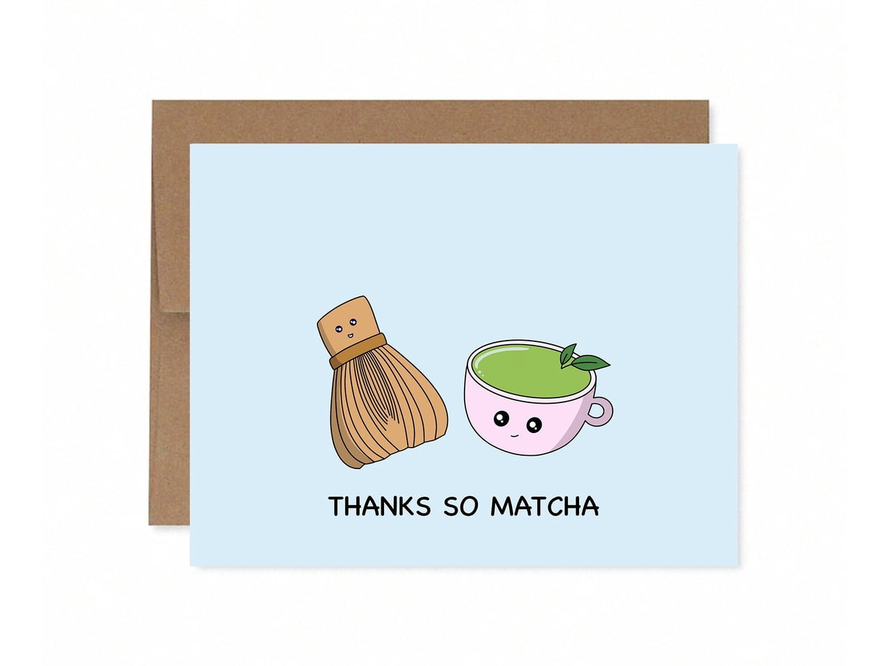 Thanks So Matcha Greeting Card – Cute Matcha Cup & Whisk Design ...
