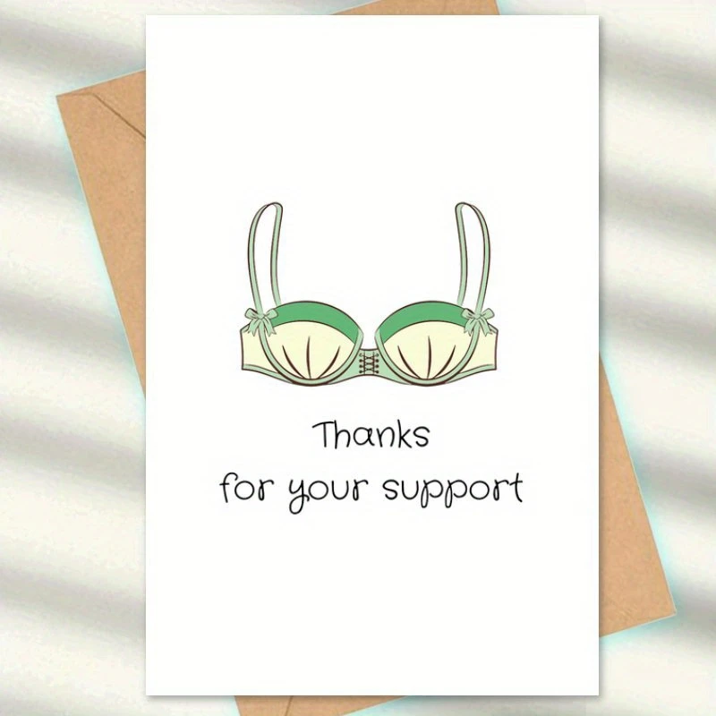 Thanks for Your Support Card – Fun and Quirky Bra Illustration – Blank ...