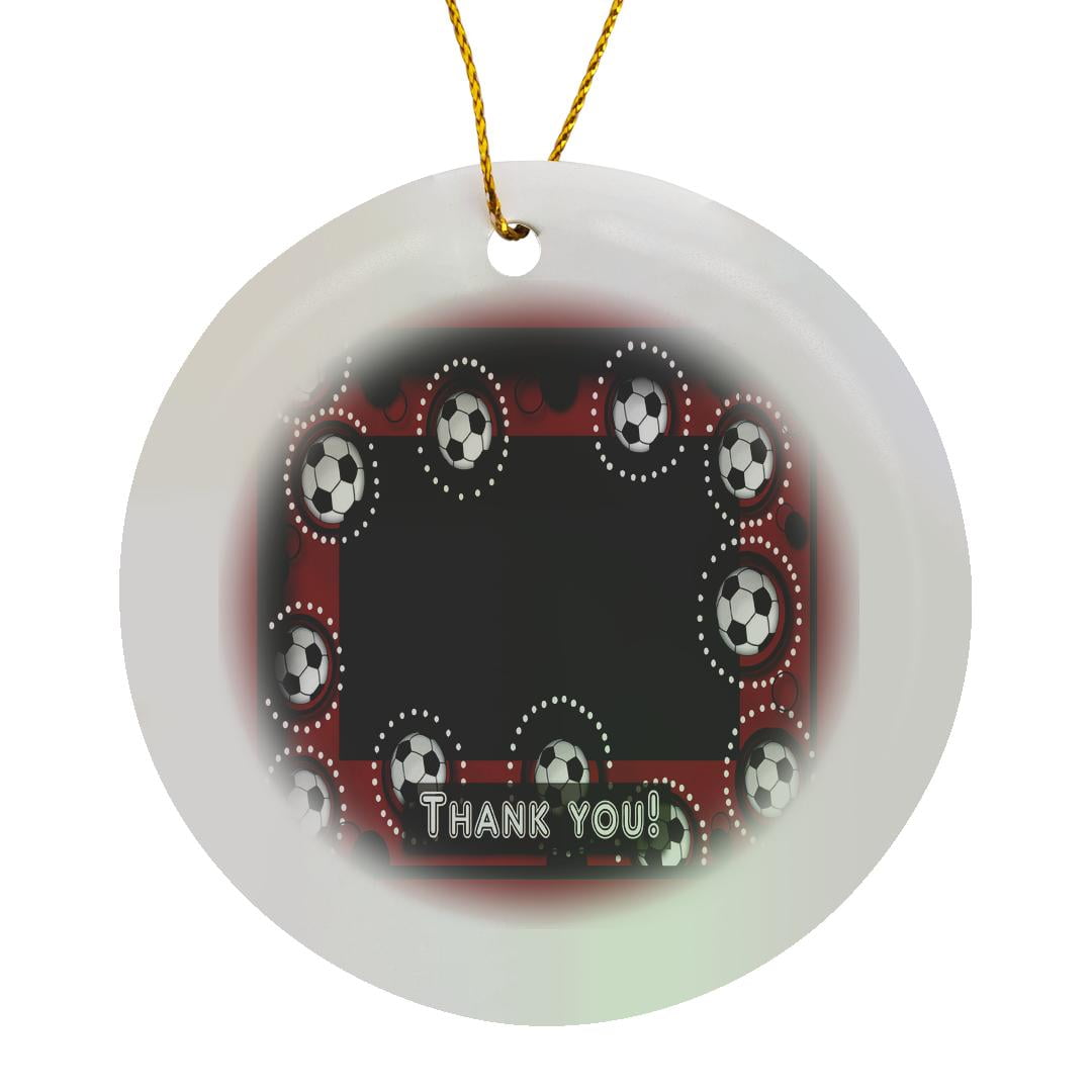 3drose, Thanks to Soccer Coach, Red, Circle Porcelain Ornament ...