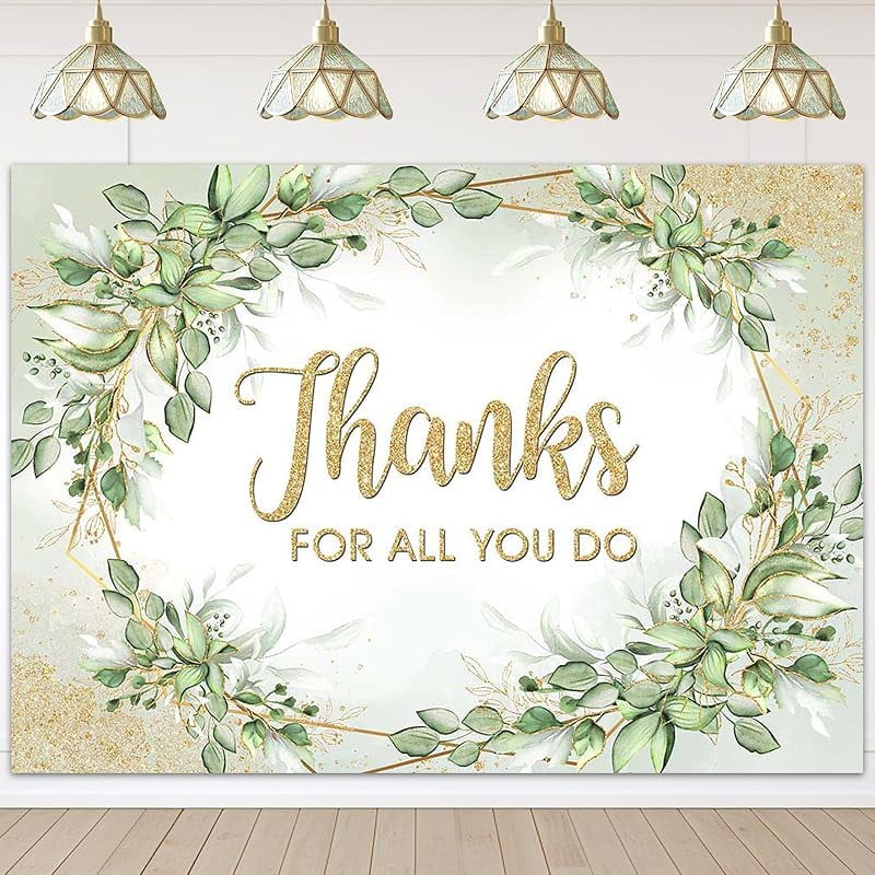 Thanks for All You Do Backdrop Sage Green Thank You Party Background ...