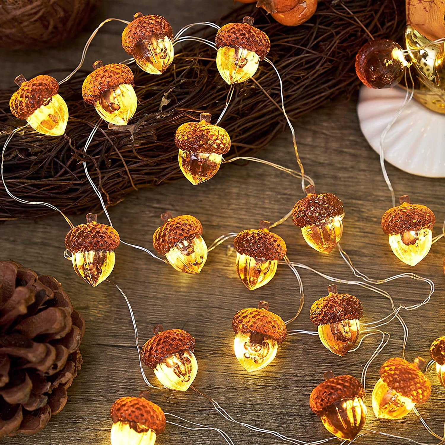 Thanksgiving 3D Acorn String Lights Autumn Decorations, Fall Harvest ...