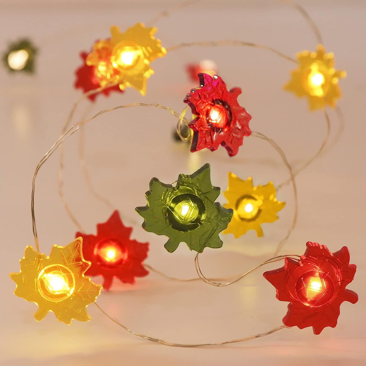 Thanksgiving 3D Maple Leaf String Lights, 10ft 30 LED Battery Powered ...