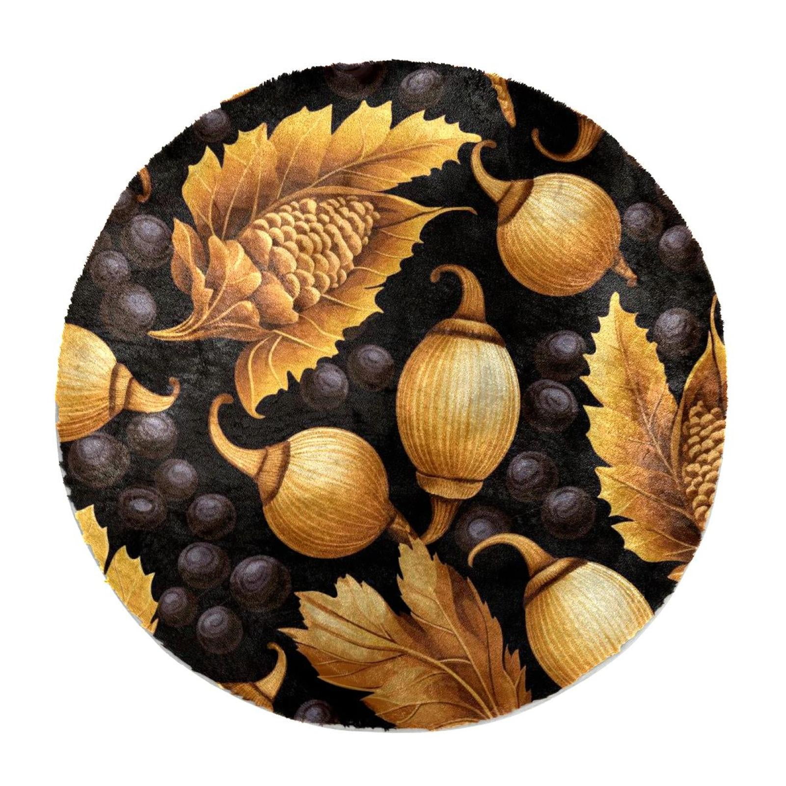 Thanksgiving Acorn Soft Round Rug, Fluffy Furry Circle Rug for Teens ...