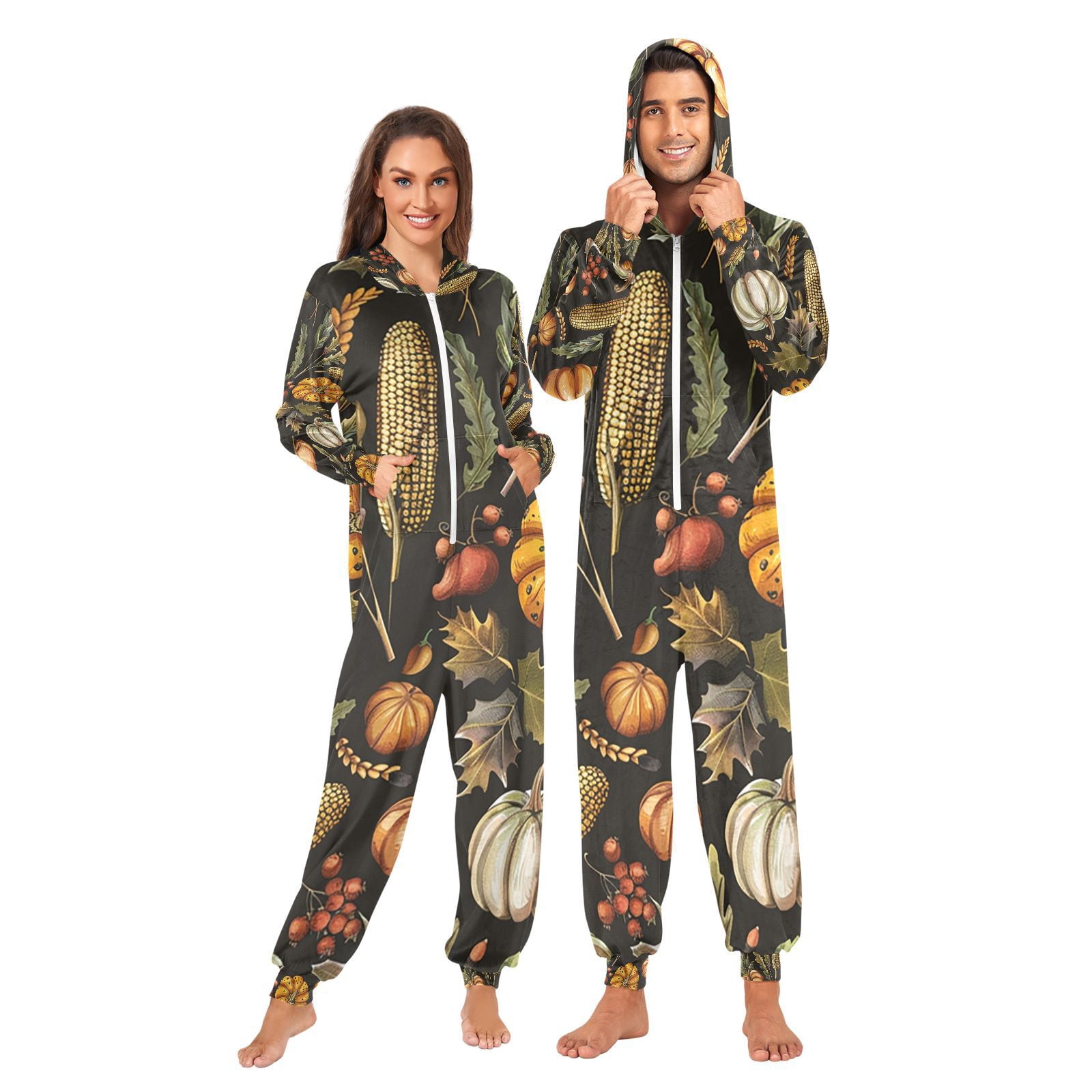 Thanksgiving Adult Onesie Pajamas Slim Fit Christmas One Piece Suit Pjs ...