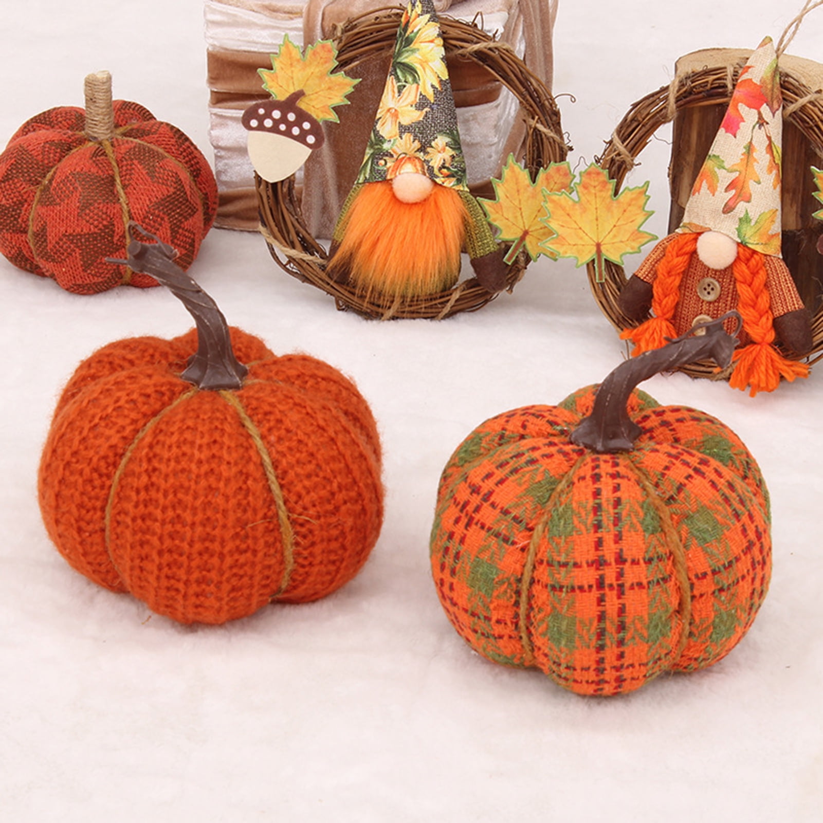 Thanksgiving Artificial Pumpkin Decoration Fabric Pumpkins Mini ...