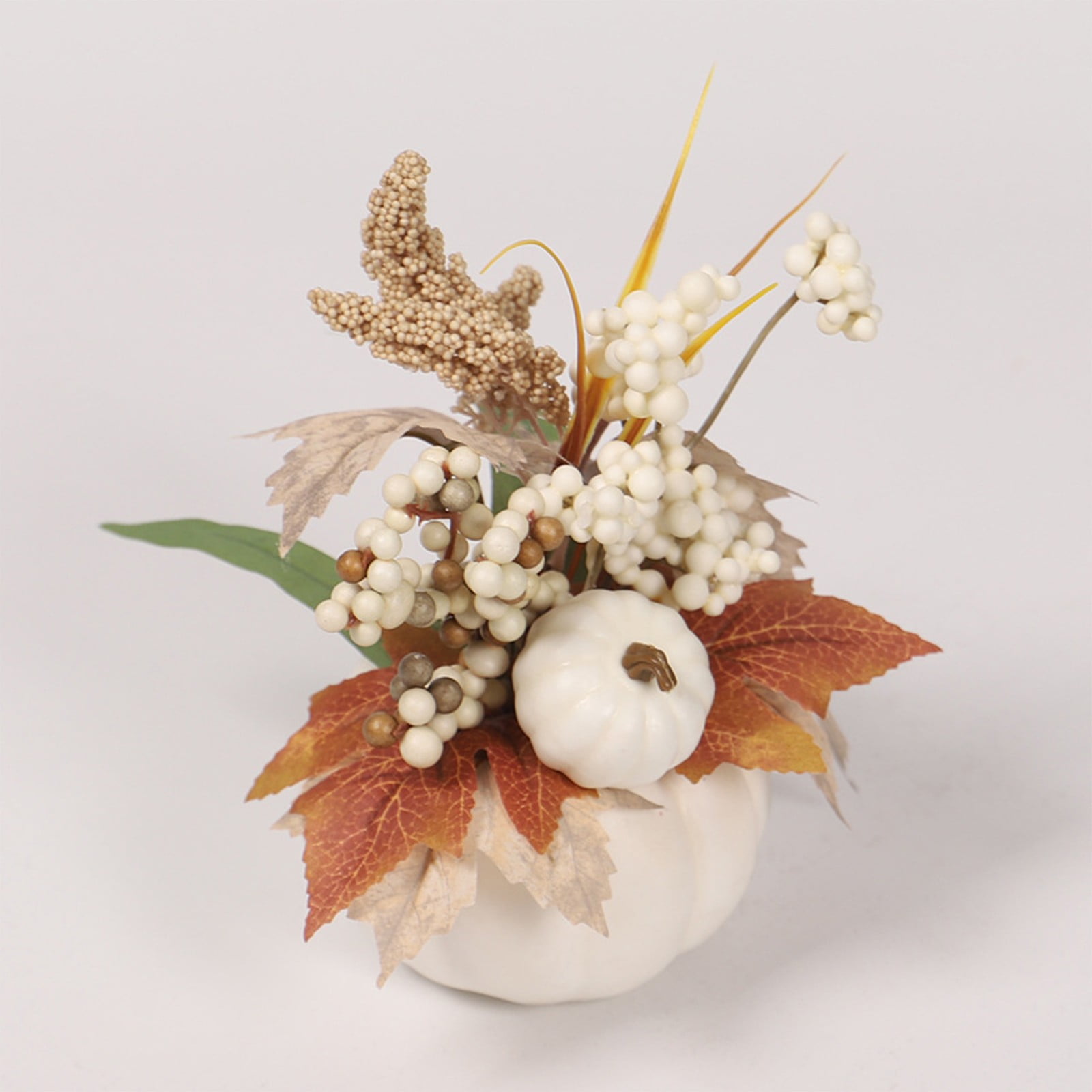 Thanksgiving Artificial Pumpkins with White Maple Leaves and Berries ...