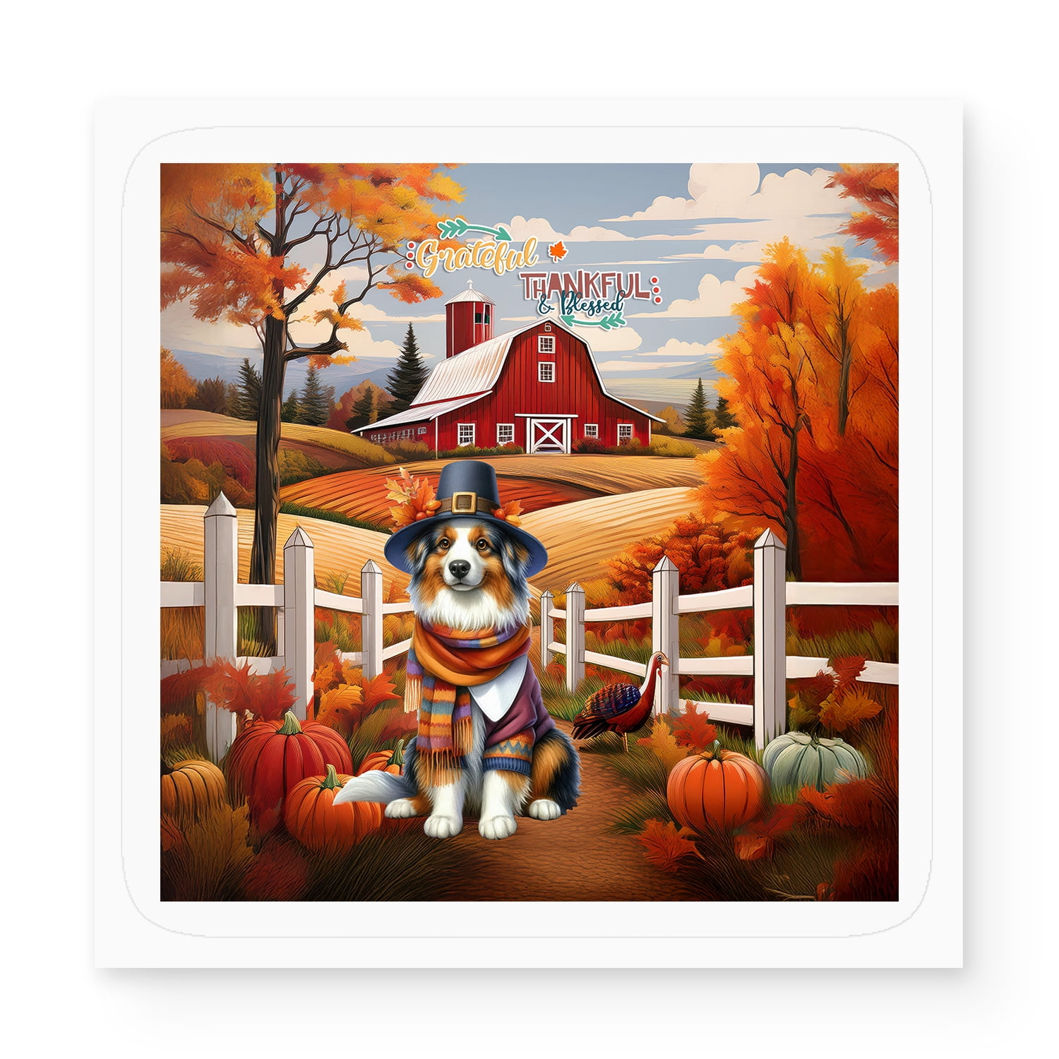 Thanksgiving Australian Shepherd Pilgrim Grateful, Thankful, Blessed ...