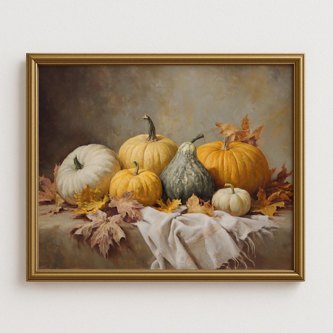 Thanksgiving Autumn Pumpkin Wall Art, Harvest Pumpkins With Rustic ...