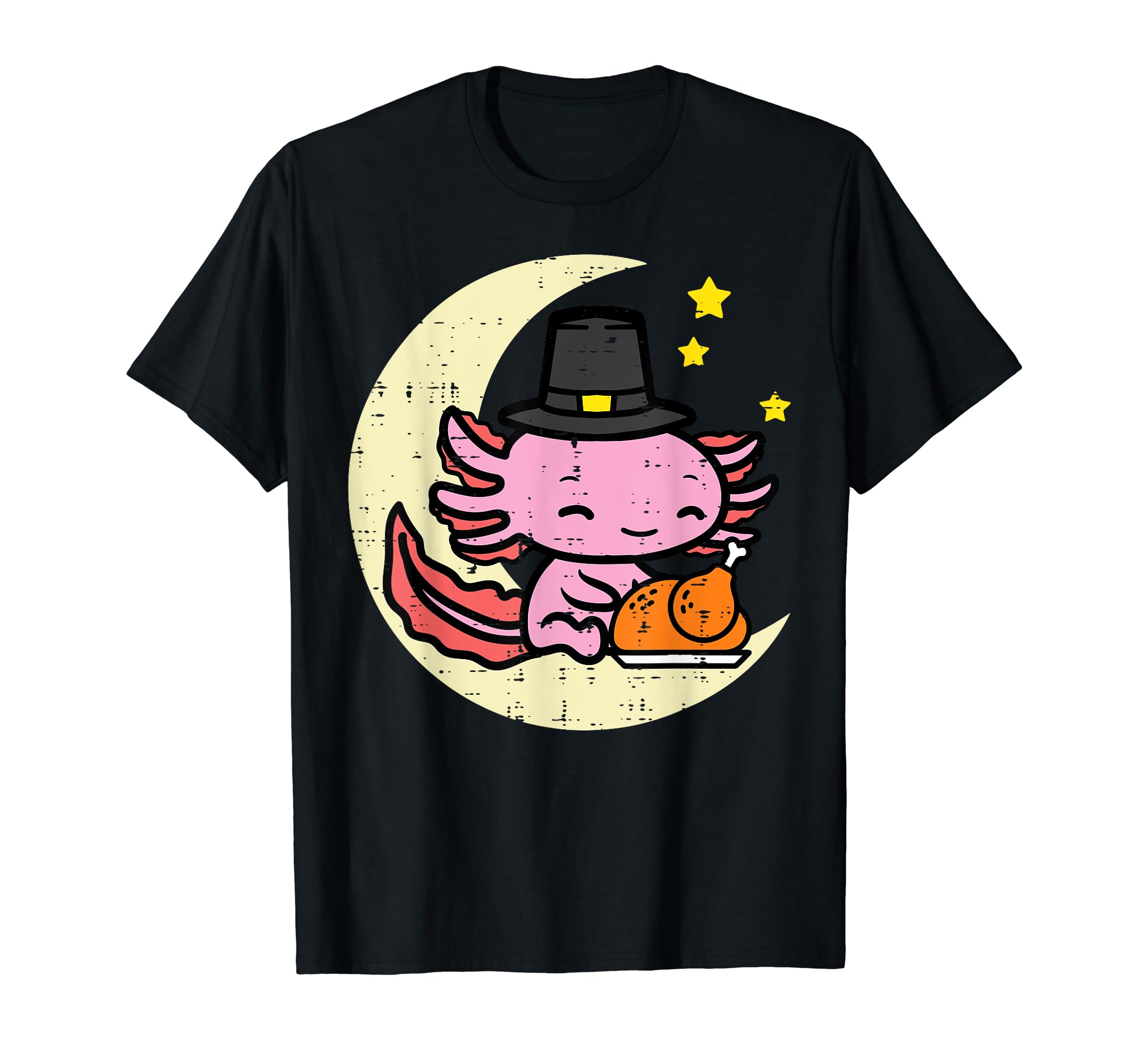 Thanksgiving Axolotl Moon Turkey Day Fall Girls Kids Men Women T-Shirt ...