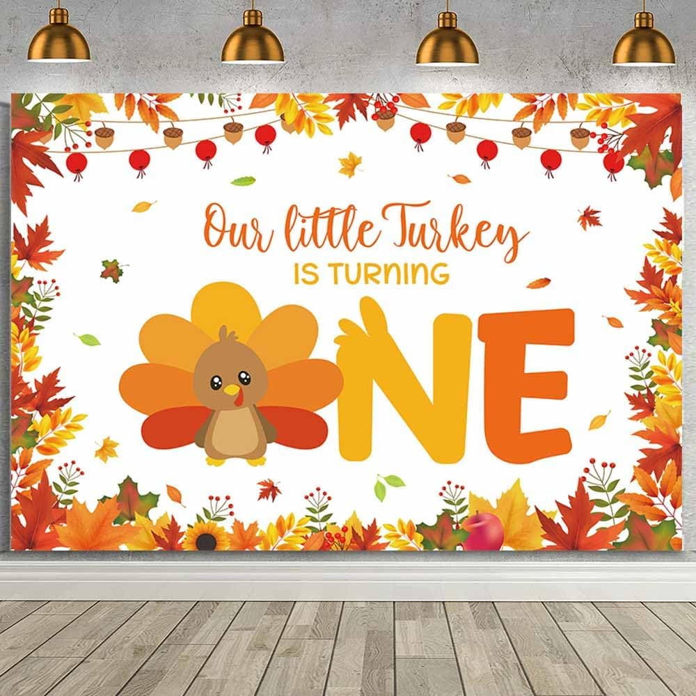 Thanksgiving Baby Shower Backdrop Our Little Turkey is Turning One ...