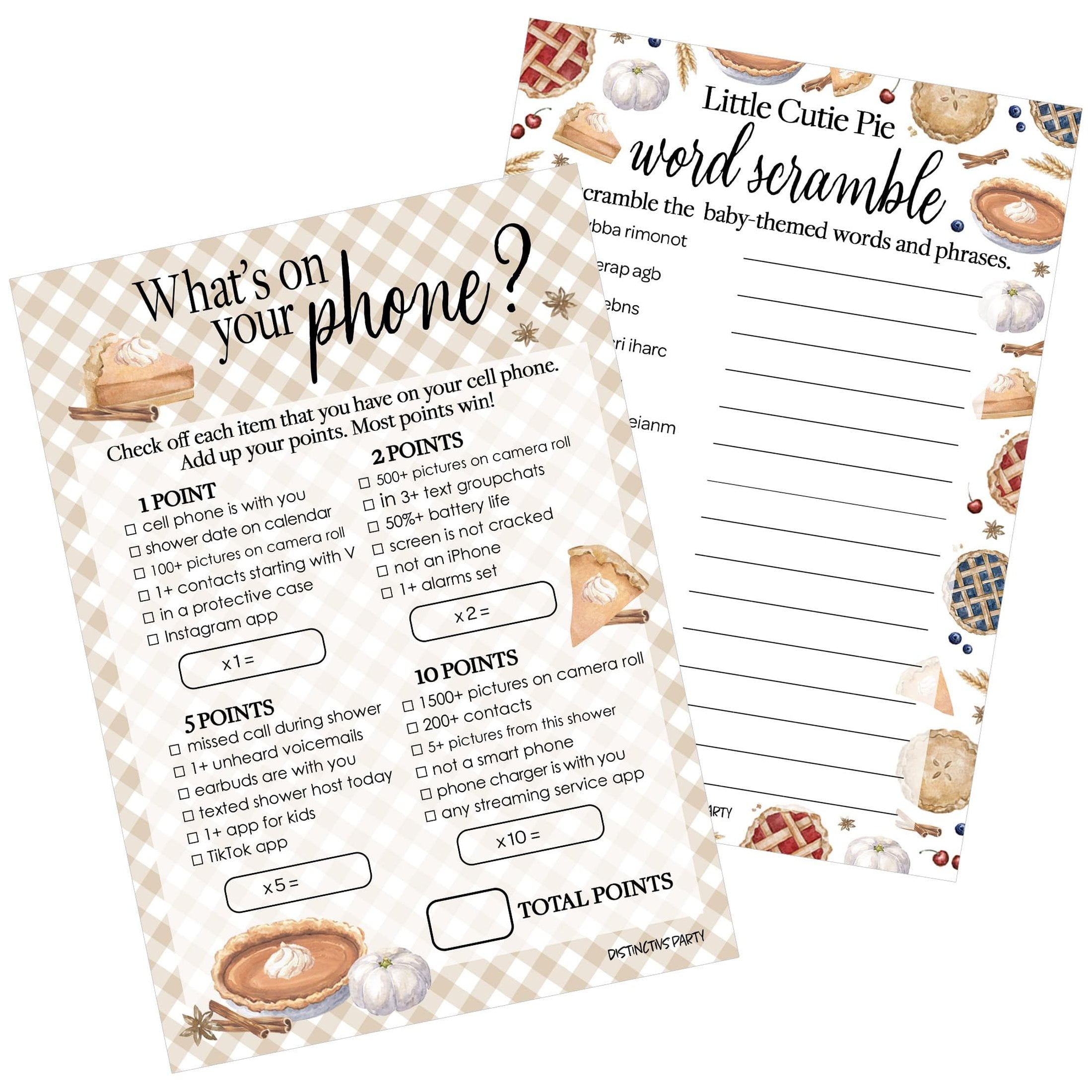 Thanksgiving Baby Shower Game Bundle - What's On Your Phone and Word ...