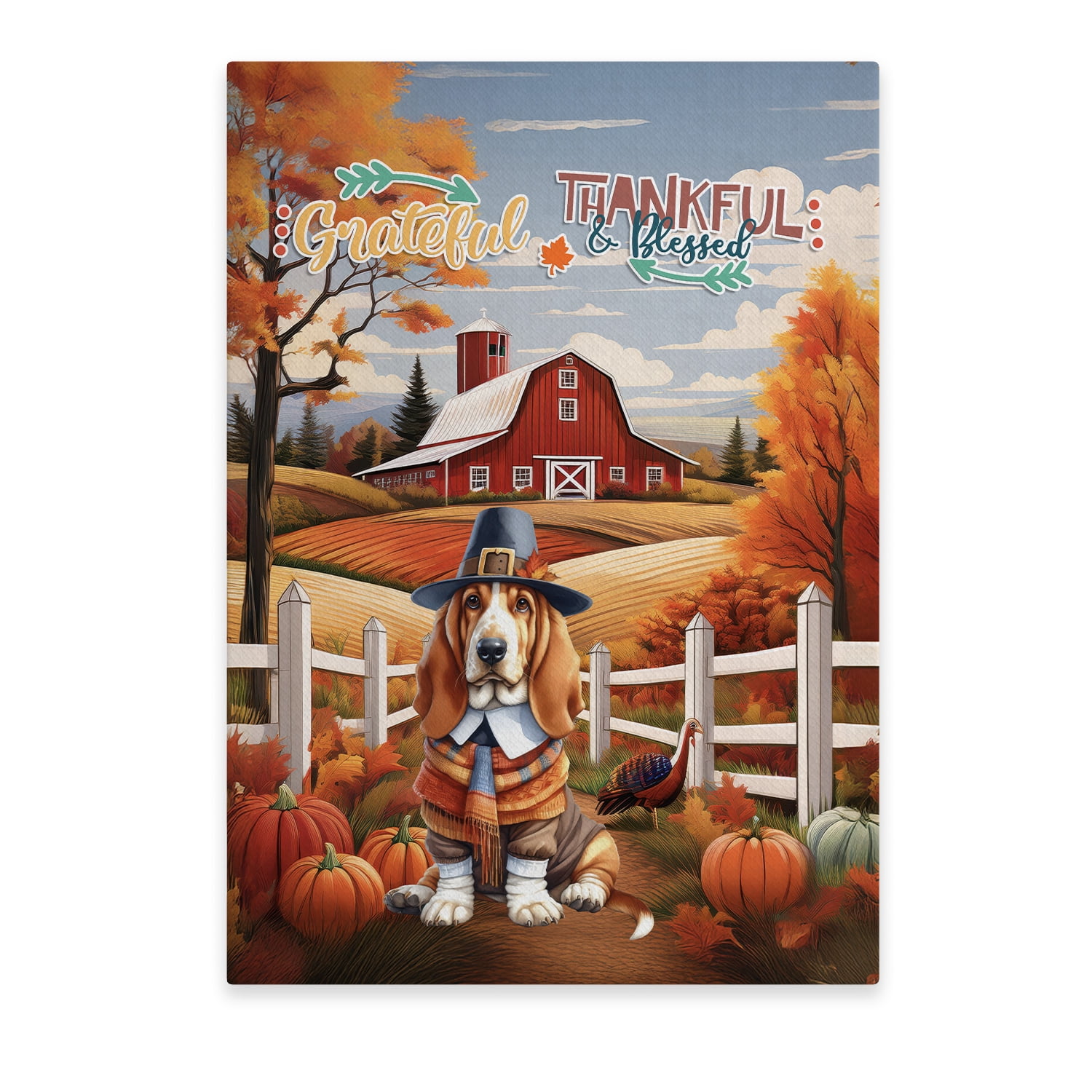 Thanksgiving Basset Hound Pilgrim Grateful, Thankful, Blessed Fall ...