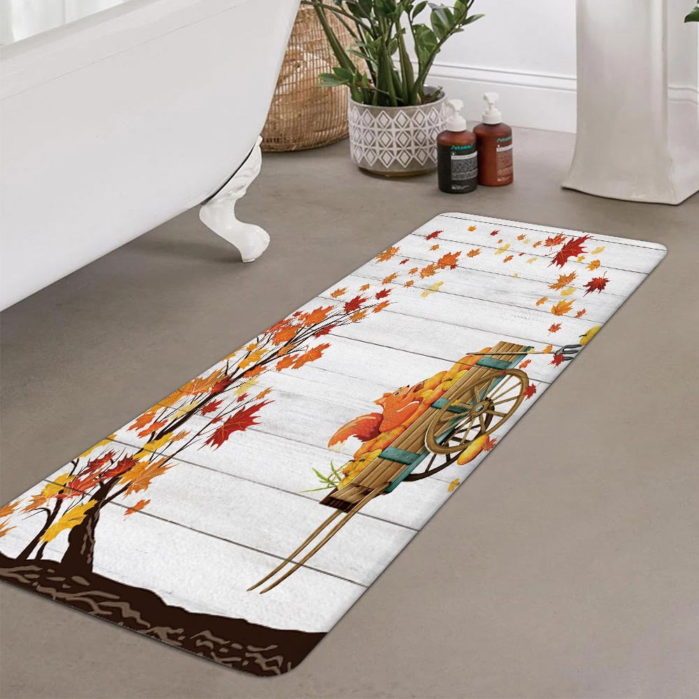 Thanksgiving Bathroom Rug Mat, Fall Pumpkin Non-Slip Bath Carpet ...