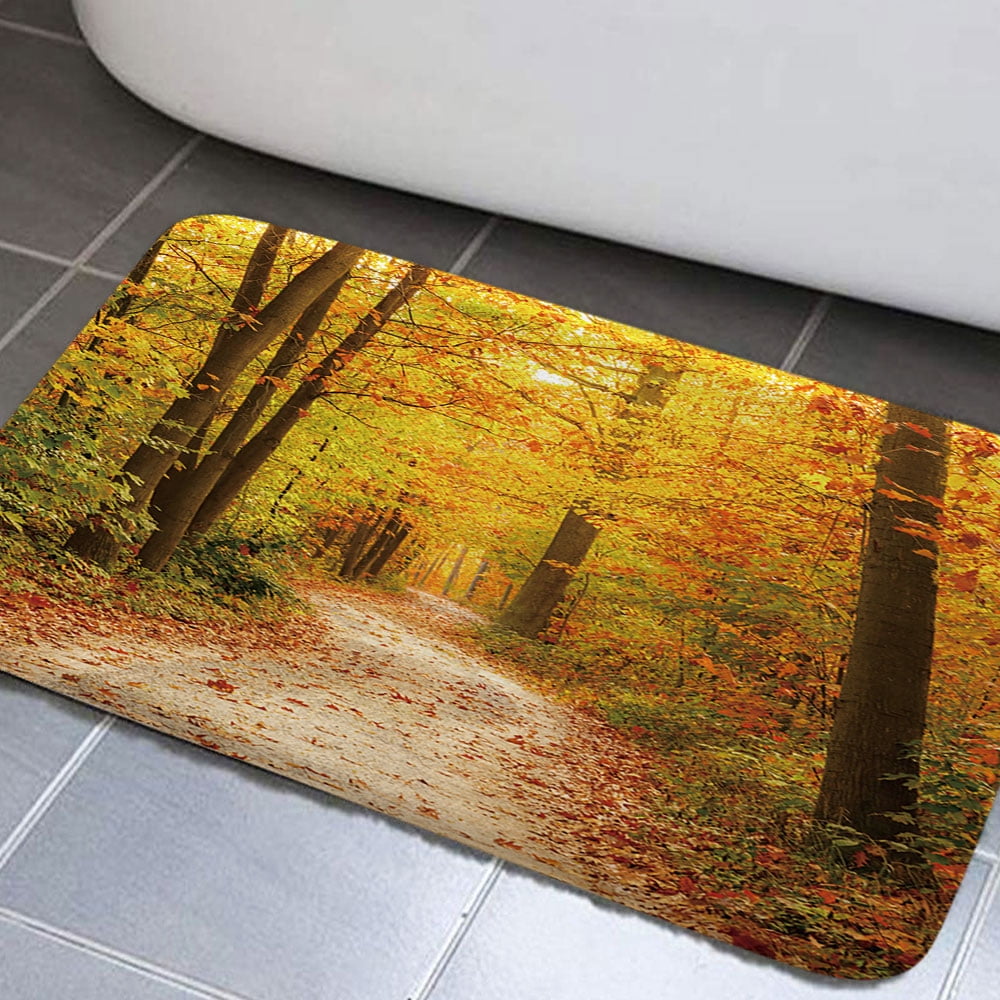 Thanksgiving Bathroom Rugs, Nature Autumn Forest Romantic Fall Autumn ...
