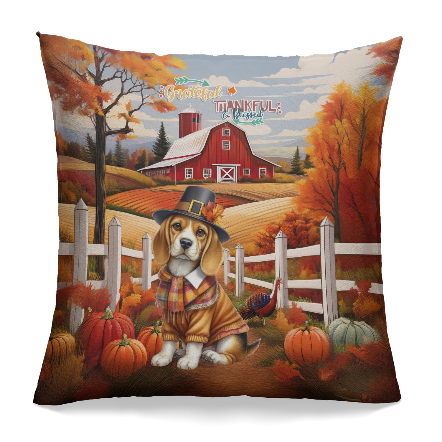 Thanksgiving Beagle Pilgrim Grateful, Thankful, Blessed Fall Welcome ...