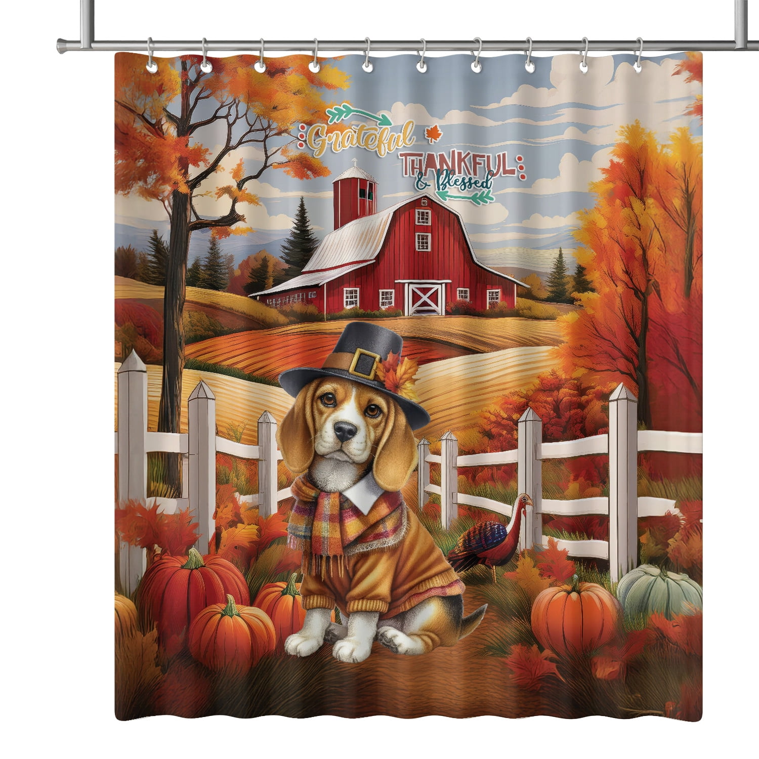 Thanksgiving Beagle Pilgrim Grateful, Thankful, Blessed Fall Welcome ...
