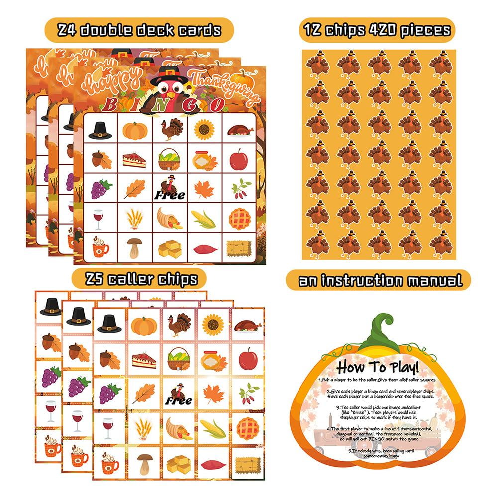 Thanksgiving Bingo Game Cards For Kids Family Activities, Party Card ...
