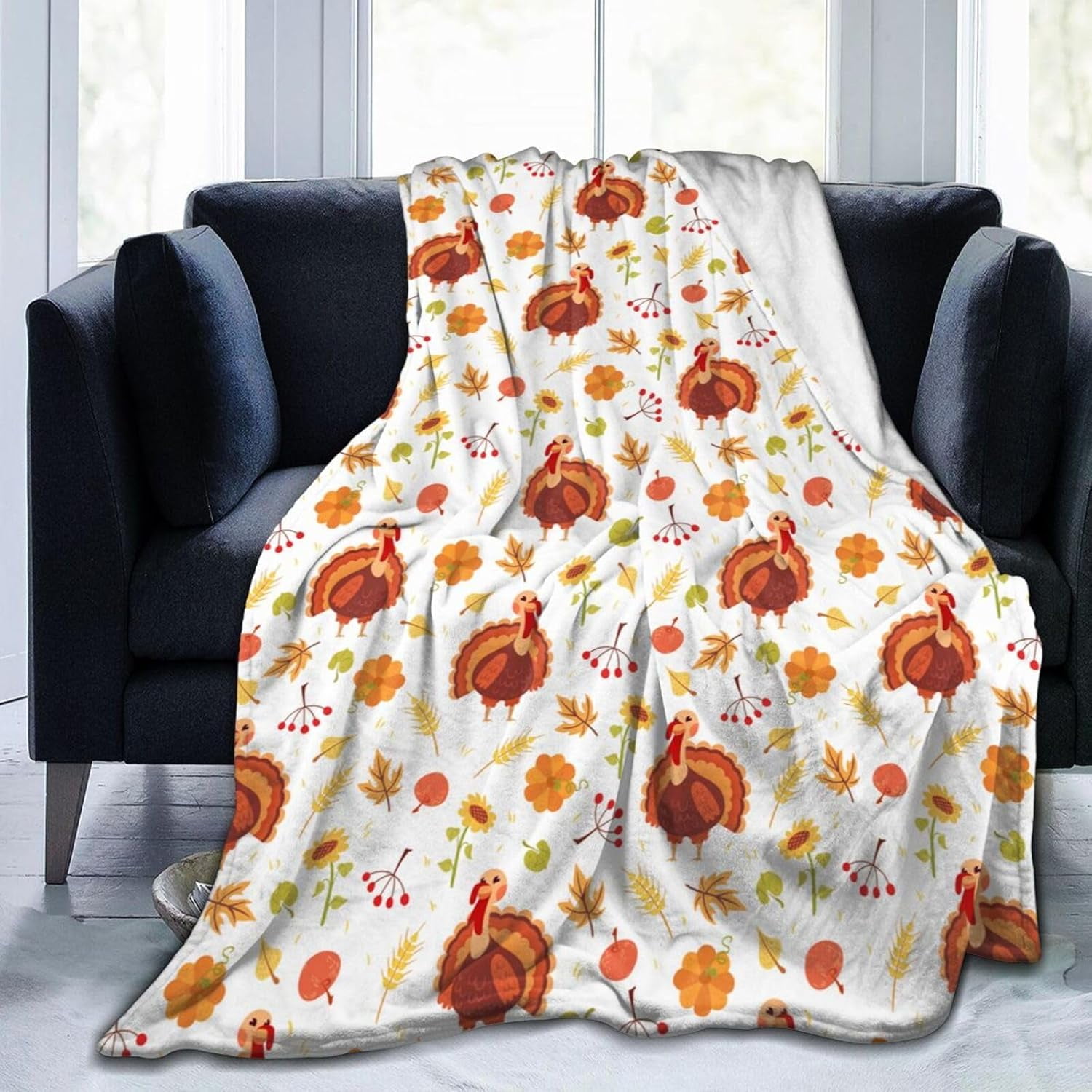 Thanksgiving Blanket Turkey Flannel Blanket Soft Cozy Throw Blankets ...