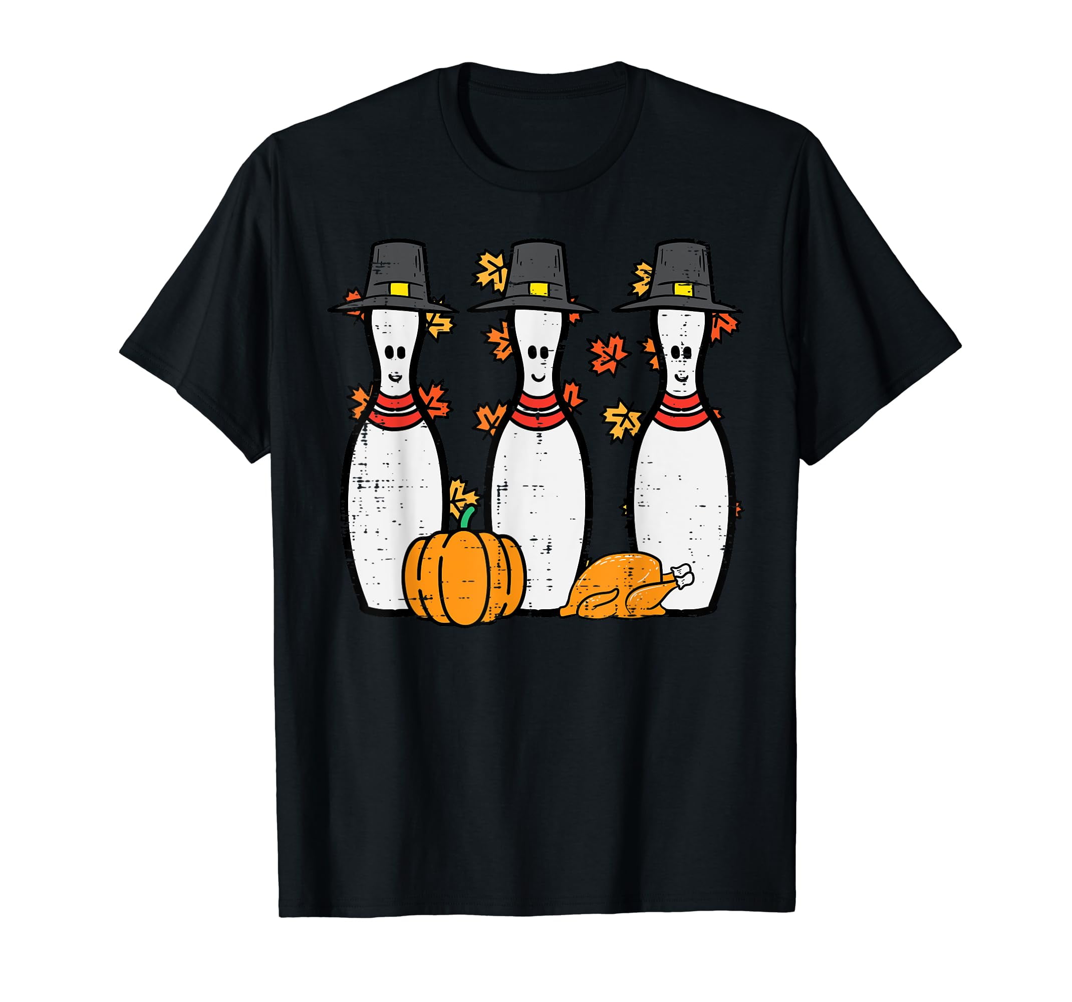 Thanksgiving Bowling Pins Funny Fall Bowler Men Women Kids T-Shirt ...