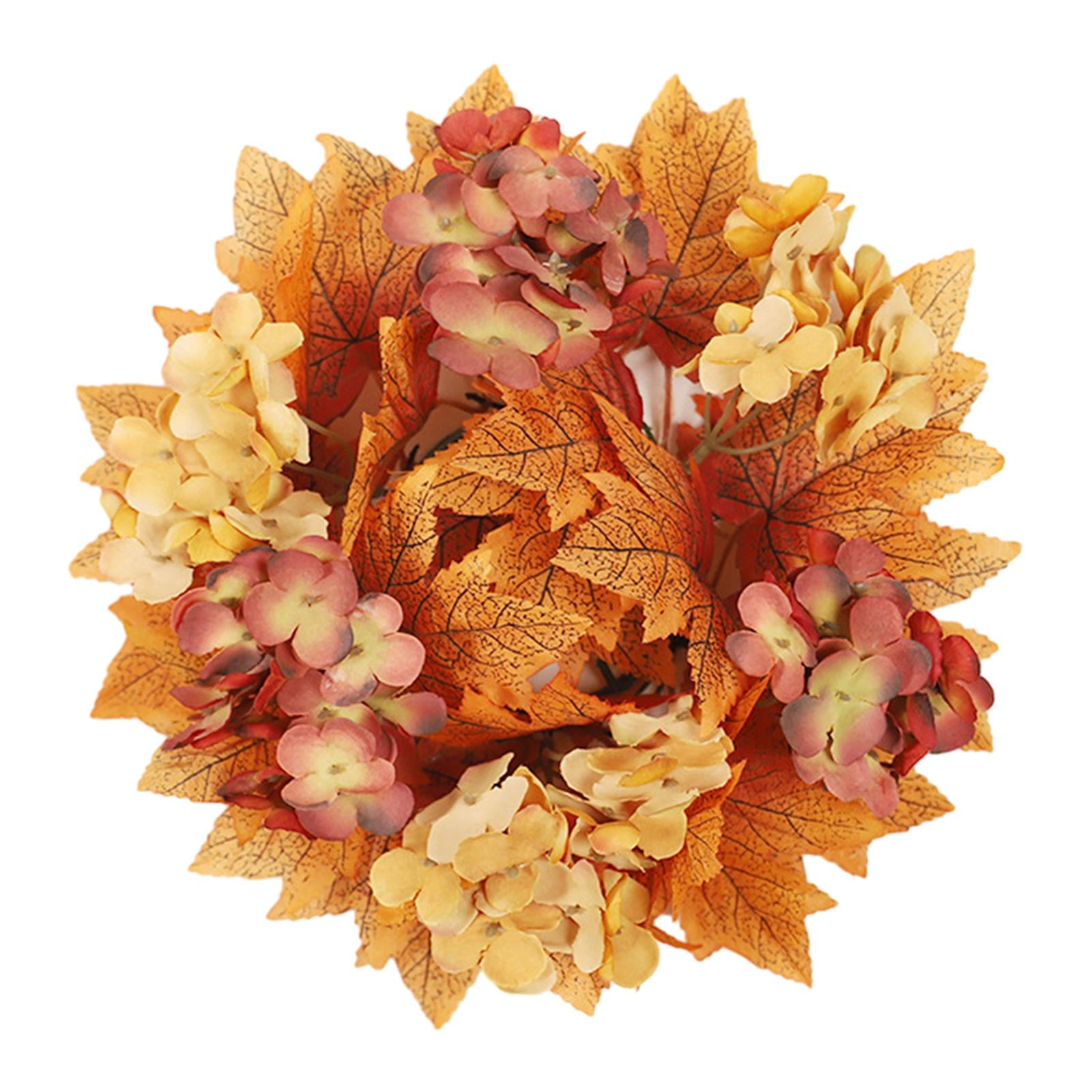 Thanksgiving Candlestick Holder Fall Candle Rings Wreaths Artificial ...