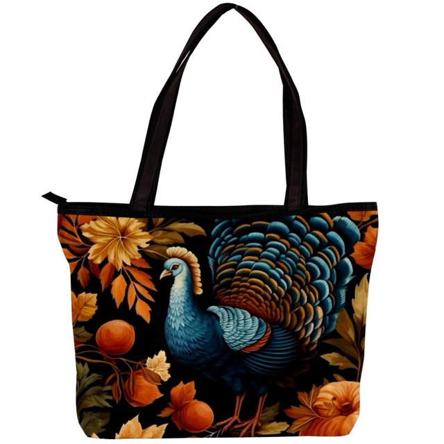 Thanksgiving Canvas Leather Mix Hand-Held Tote Bag Twill Sponge ...