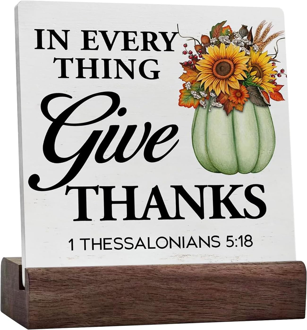 Thanksgiving Ceramic Table Sign Art Desk Decor Bible Verse Wood Block ...