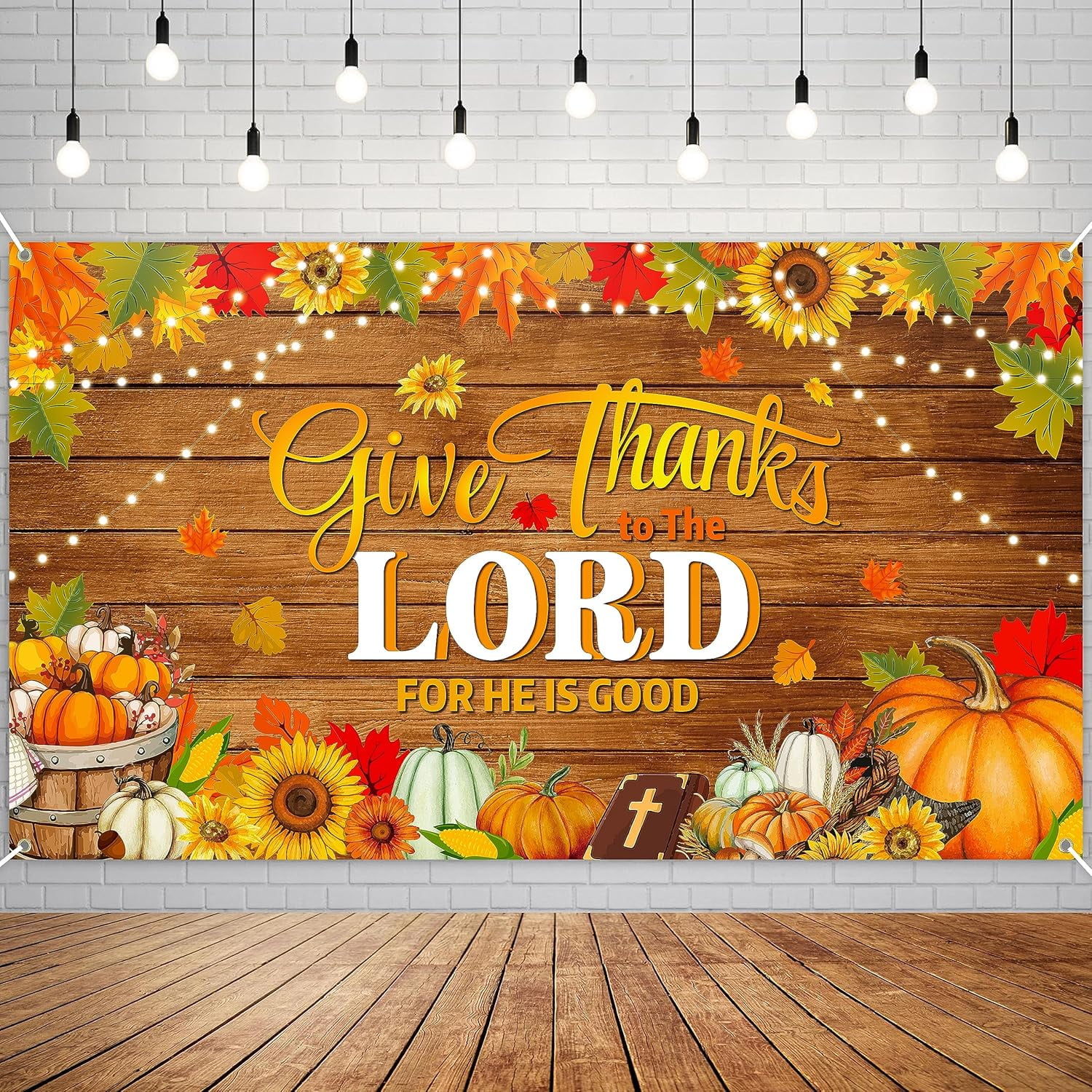 Thanksgiving Christian Backdrop Banner Decorations Give Thanks to The ...