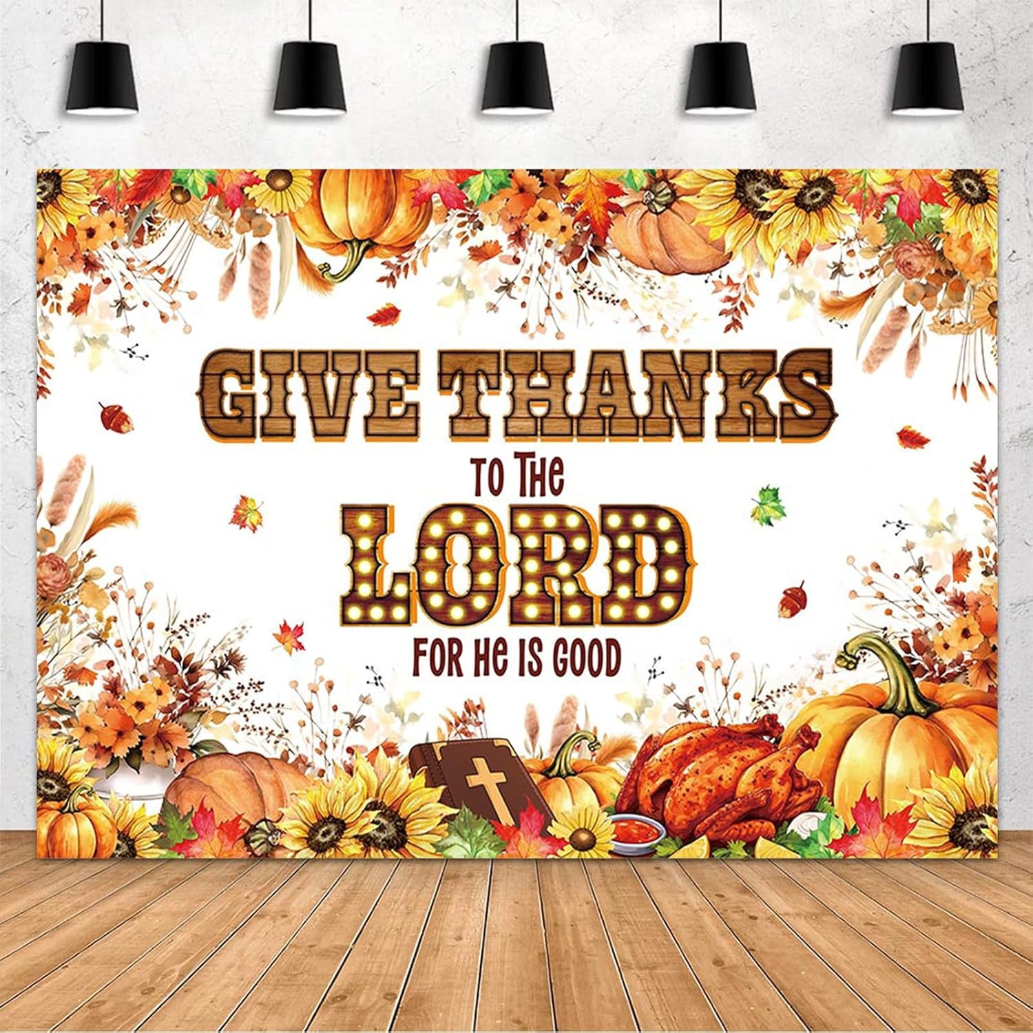 Thanksgiving Christian Backdrop Give Thanks to The Lord Religious ...