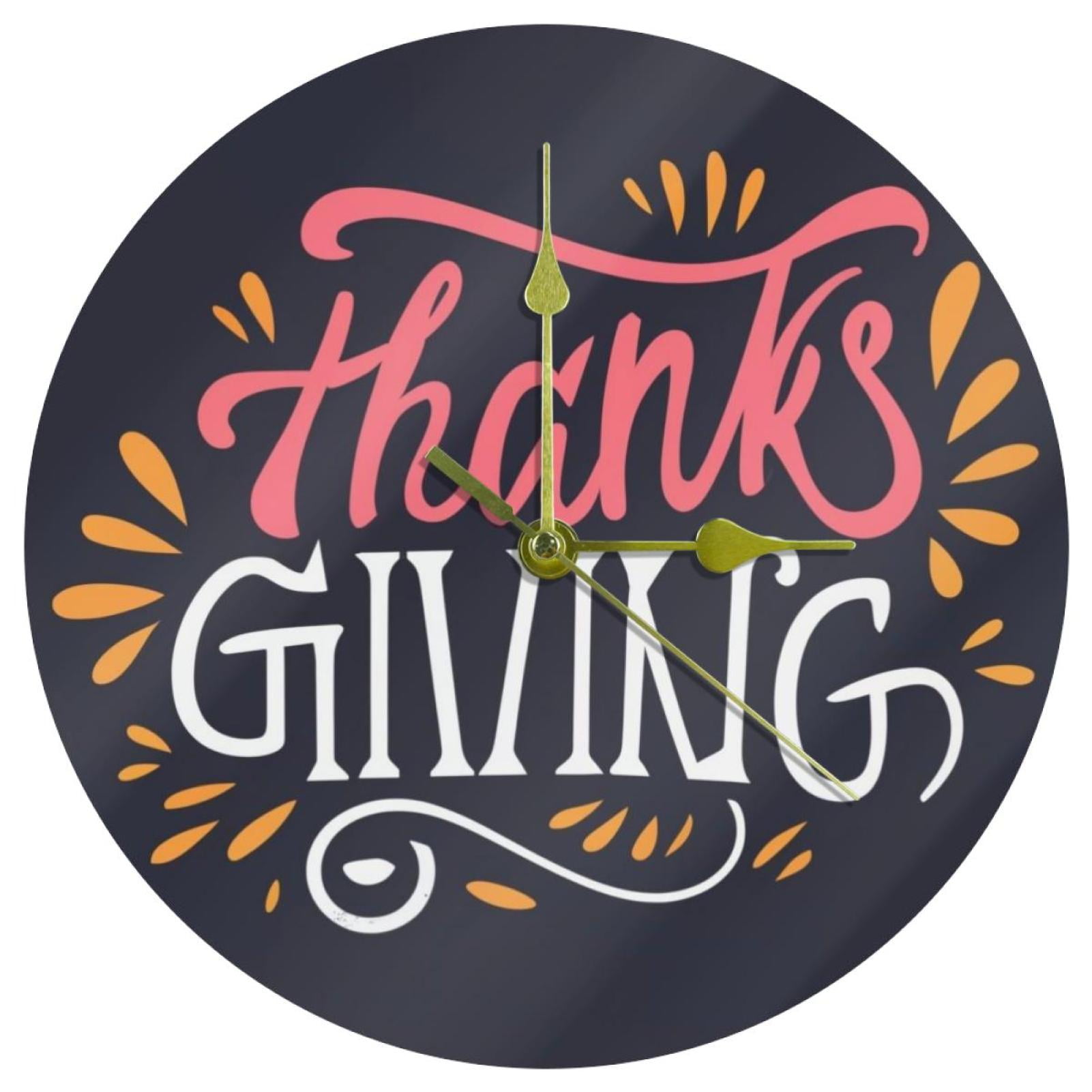 Thanksgiving Circular Acrylic Wall Clock – Contemporary Design, Silent ...