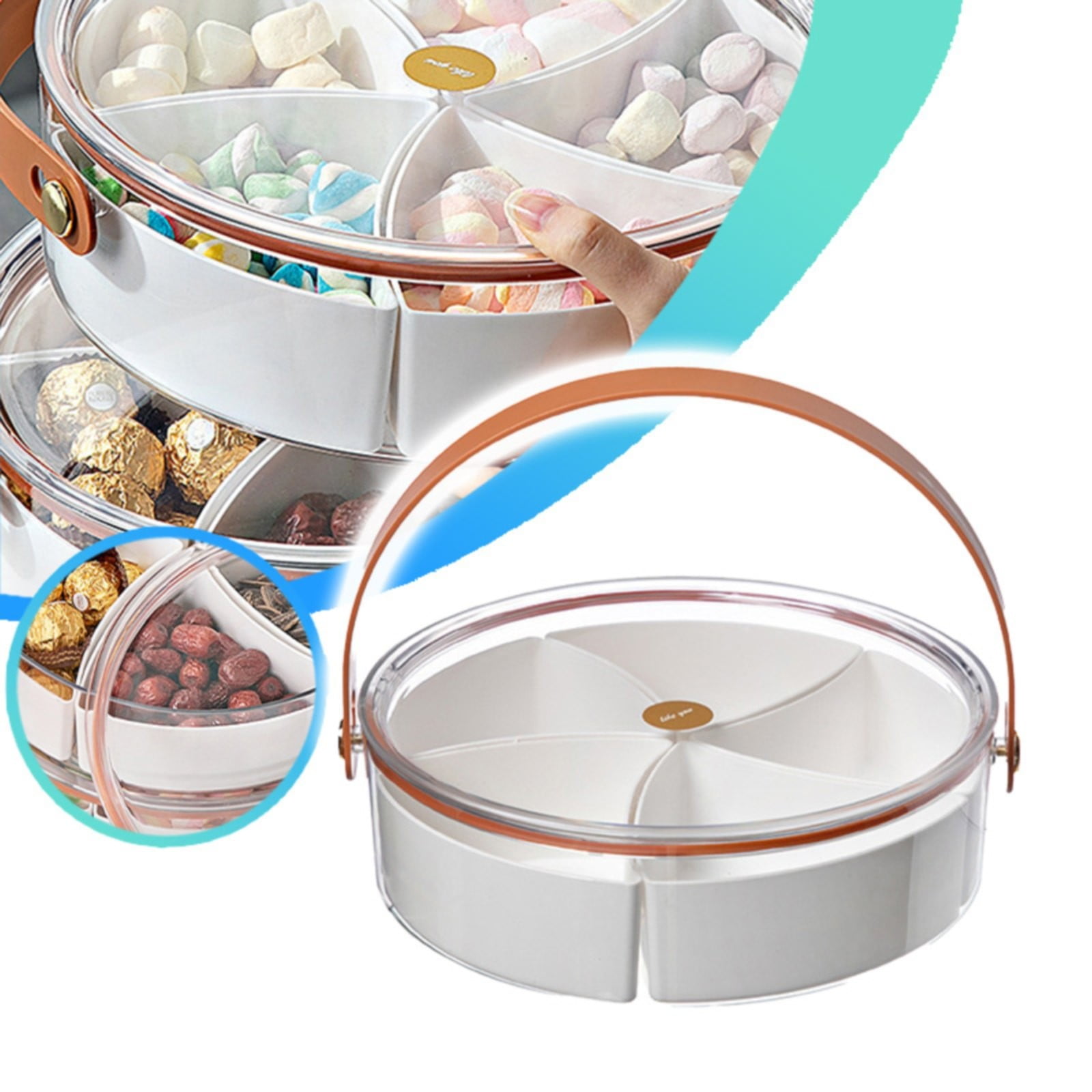 Thanksgiving Clearance Divided Serving Tray With Lid And Handle Portable Snack Tray With Lid ...